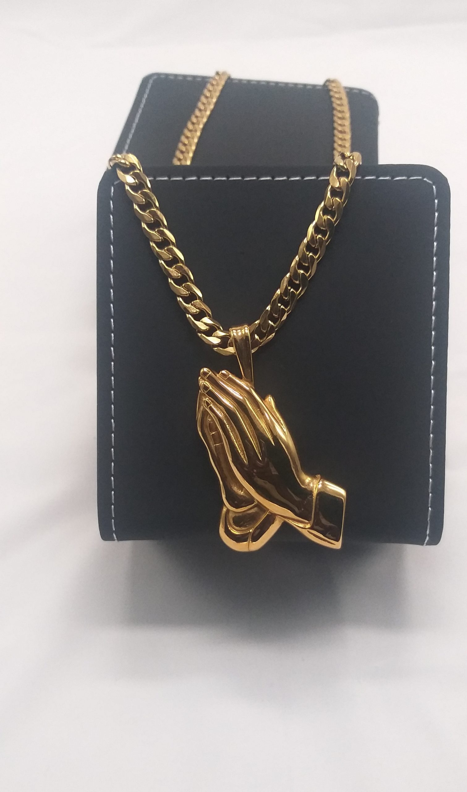 Praying Hands Stainless Steel Cuban Link Chain – Styles By TMO